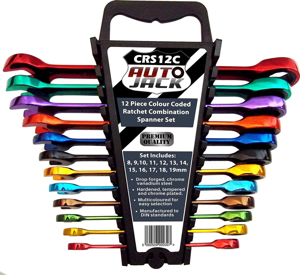 Autojack Pro Combination Metric 12 Piece Ratchet Garage Spanner Set ...