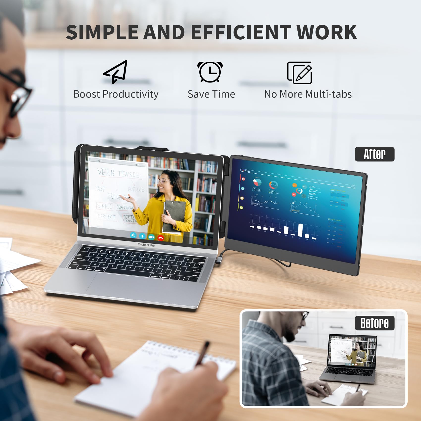 Laptop Screen Extender 14in Upgraded, FHD 1080P IPS Portable Monitor ...