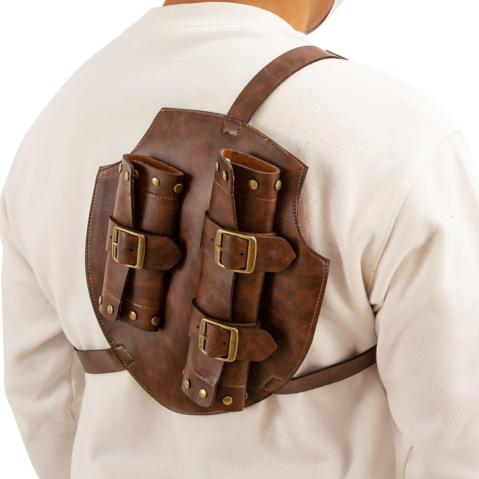 Medieval Double Back Sword Frog: Leather Back Scabbard Shoulder Holster ...