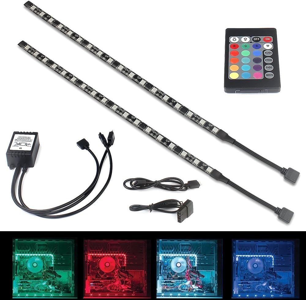 Moobibear RGB LED Computer Light Strip Full Kit with 24 key Remote ...