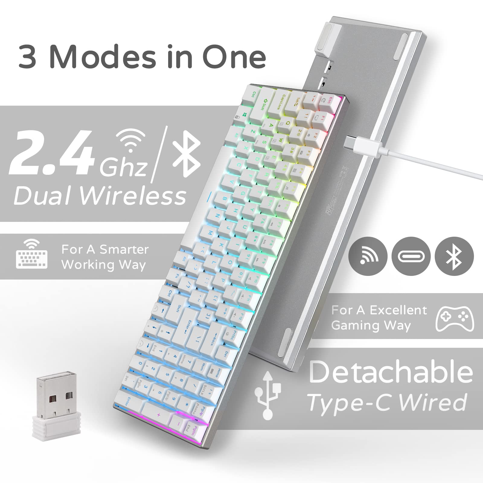 Mua RK ROYAL KLUDGE Wireless Mechanical Keyboard RK100 Pro, 2.4G ...