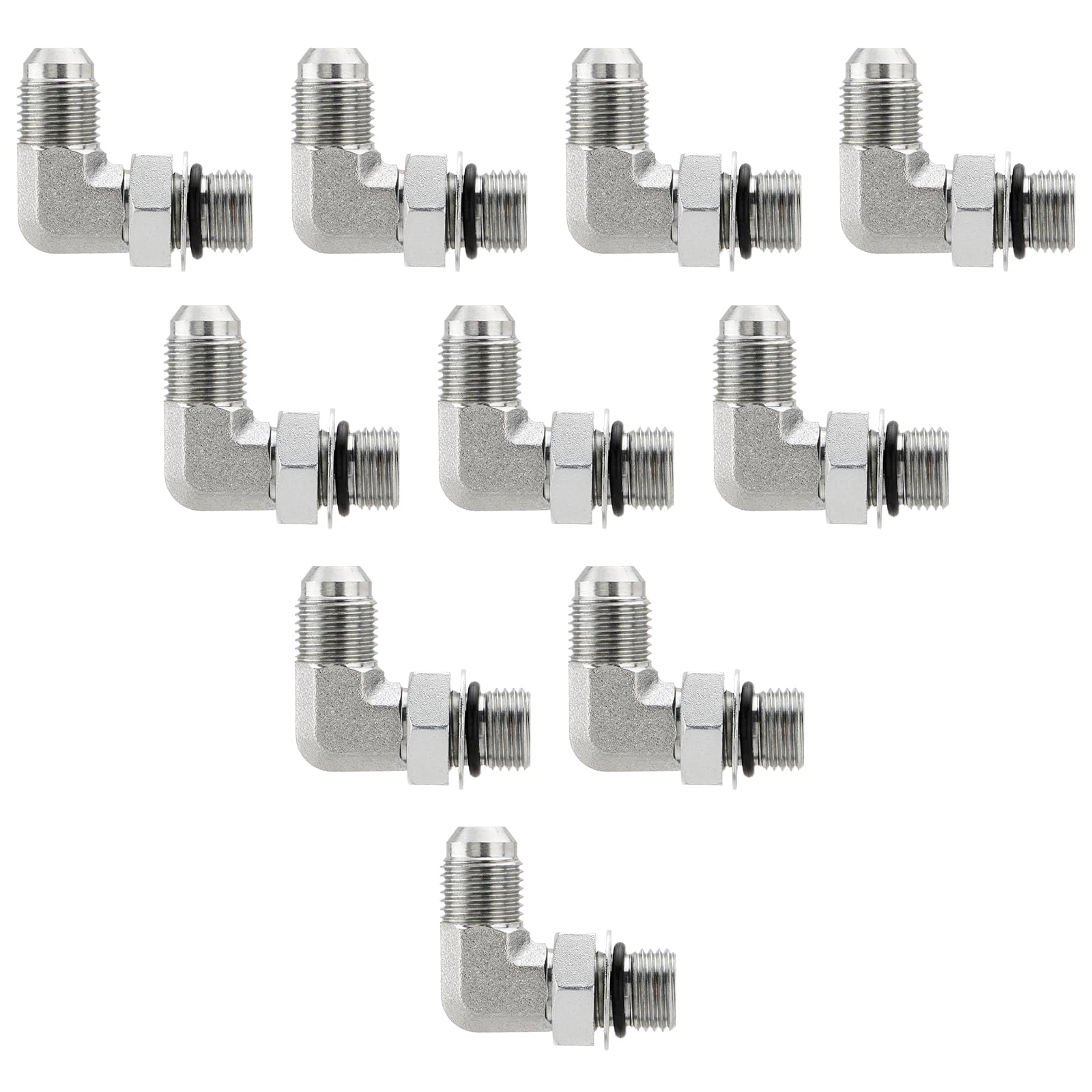 Racewill 10 Pack 90 Degree Elbow Hydraulic Hose Fittings: 3/8" JIC 37° Male x #6 SAE/ORB Male ...