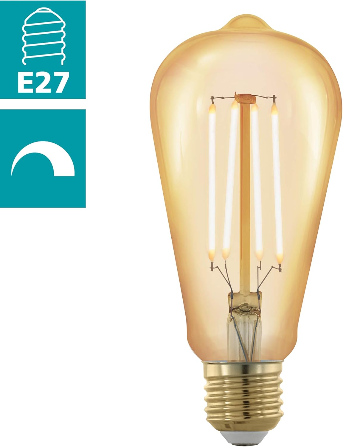 EGLO LED E27 Dimmable, Golden Vintage Bulb, LED Globe For Retro ...