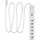 AmazonBasics 6-Outlet Surge Protector Power Strip with 2 USB Ports ...