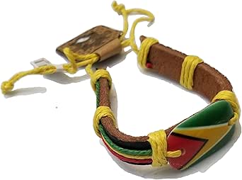 Guyana Flag Leather Wrist Band Bracelet Unisex Souvenir Guyanese ...