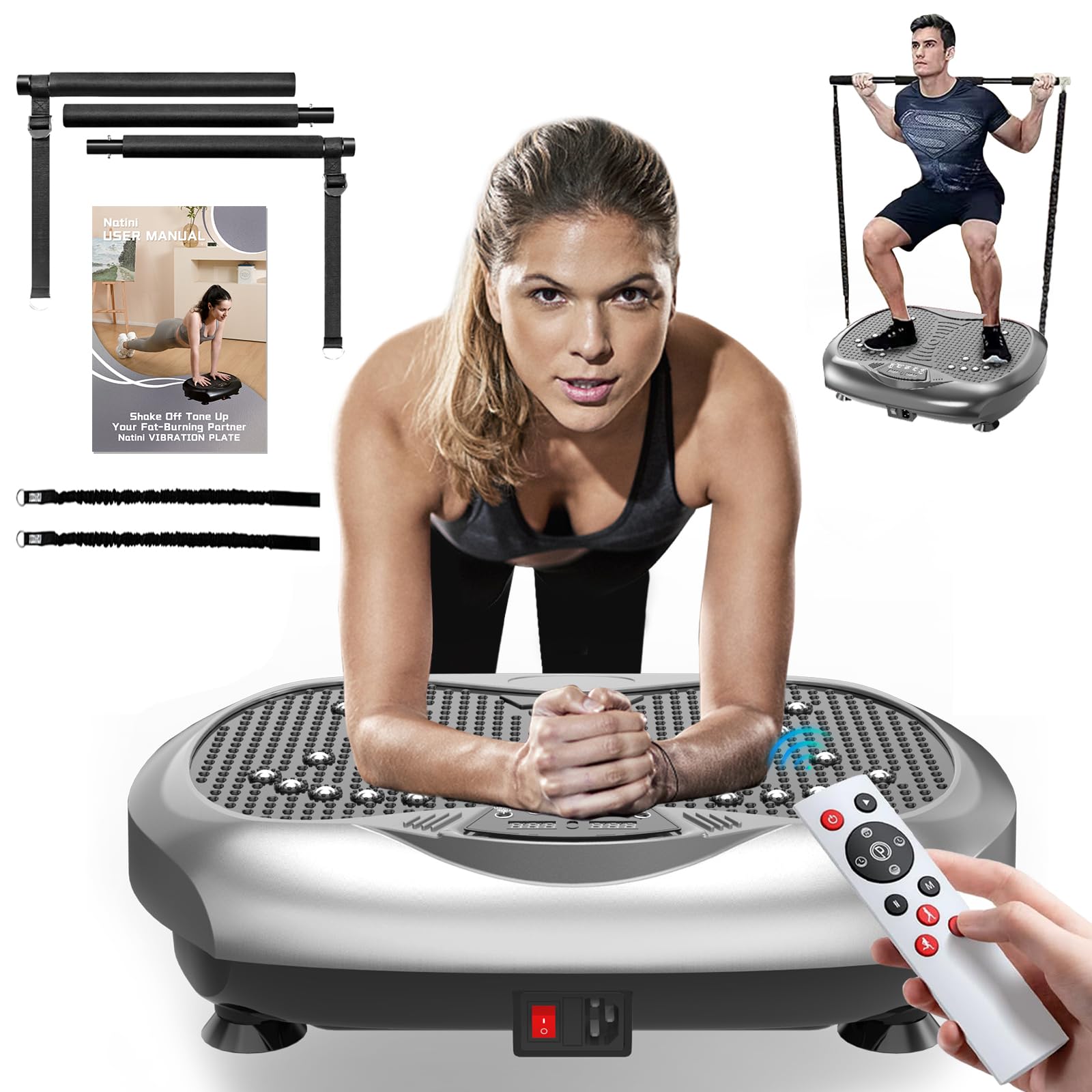 Natini Vibration Plate Exercise Machine - Whole Body Workout Vibration Platform Lymphatic ...