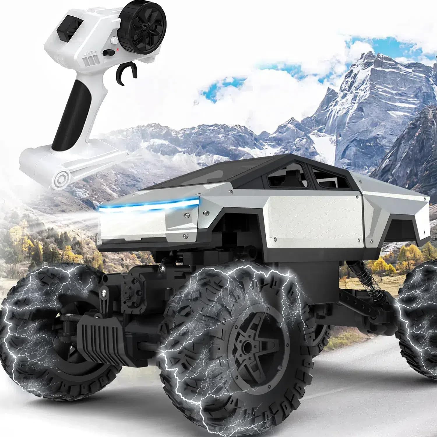 NQD RC Truck, 1:14 Scale Big Cyber Truck Model Remote Control Truck, 4WD Off Road Toy Rock ...