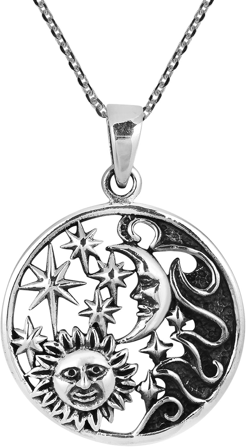 Amazon.com: AeraVida Celestial Amulet Sun Moon and Star .925 Sterling ...