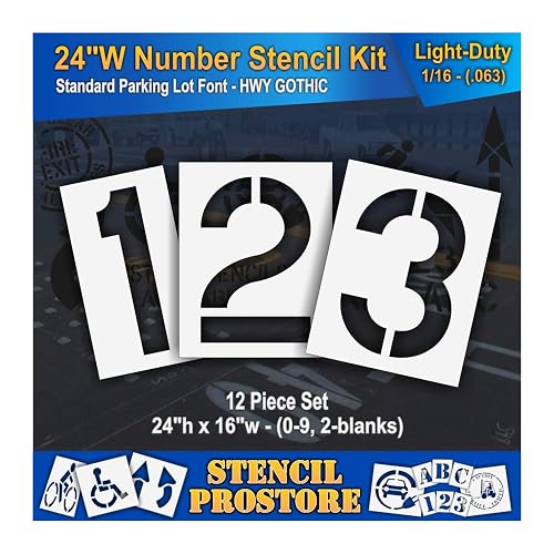 Pavement Stencils - 24 inch - Number KIT Stencil Set - (12 Piece) - 24 ...