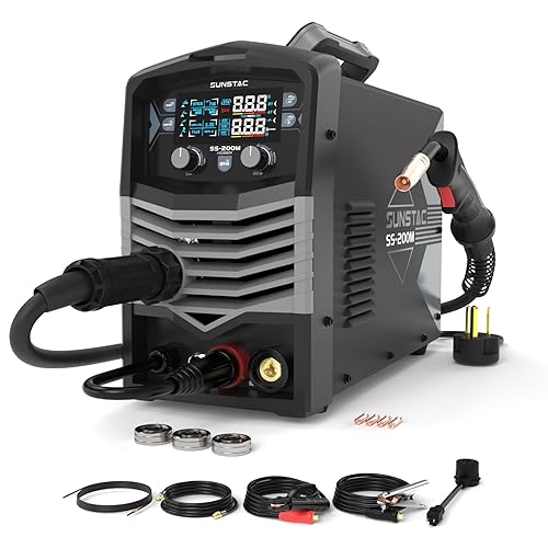 MIG Welder, 200A 110V/220V MIG/Flux Core/Spool Gun/Lift TIG/Stick 5 in ...