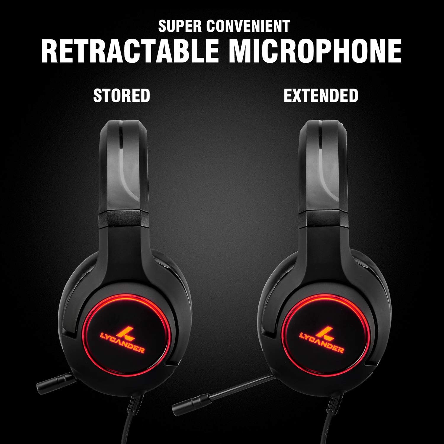 LYCANDER Gaming Headset with Microphone LED Light, 3.5mm input – for PC ...