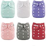 Amazon.com: ALVABABY Baby Cloth Diapers 6 Pack with 12 Inserts One Size ...