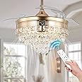 diisunbihuo 42" Modern Crystal Chandelier Ceiling Fan with Lights Gold Dimmable Fandeliers LED ...