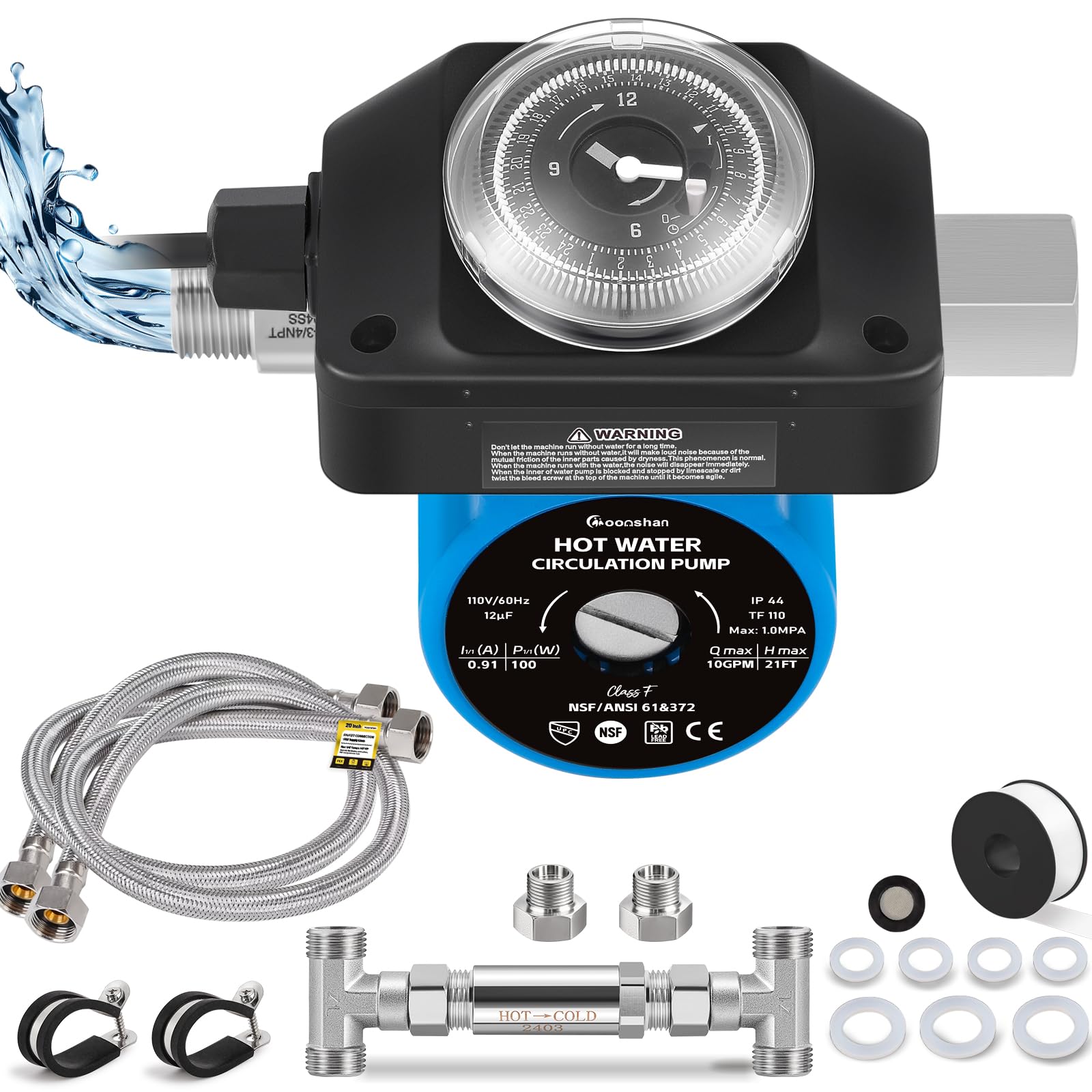 Moonshan Instant Hot Water Recirculating Pump with 304 Stainless Steel ...