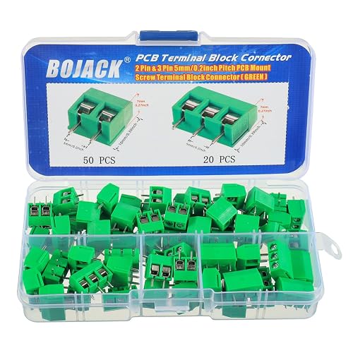 BOJACK Green 5MM 2-Pin & 3-Pin Pitch PCB Mount Screw Terminal Block ...