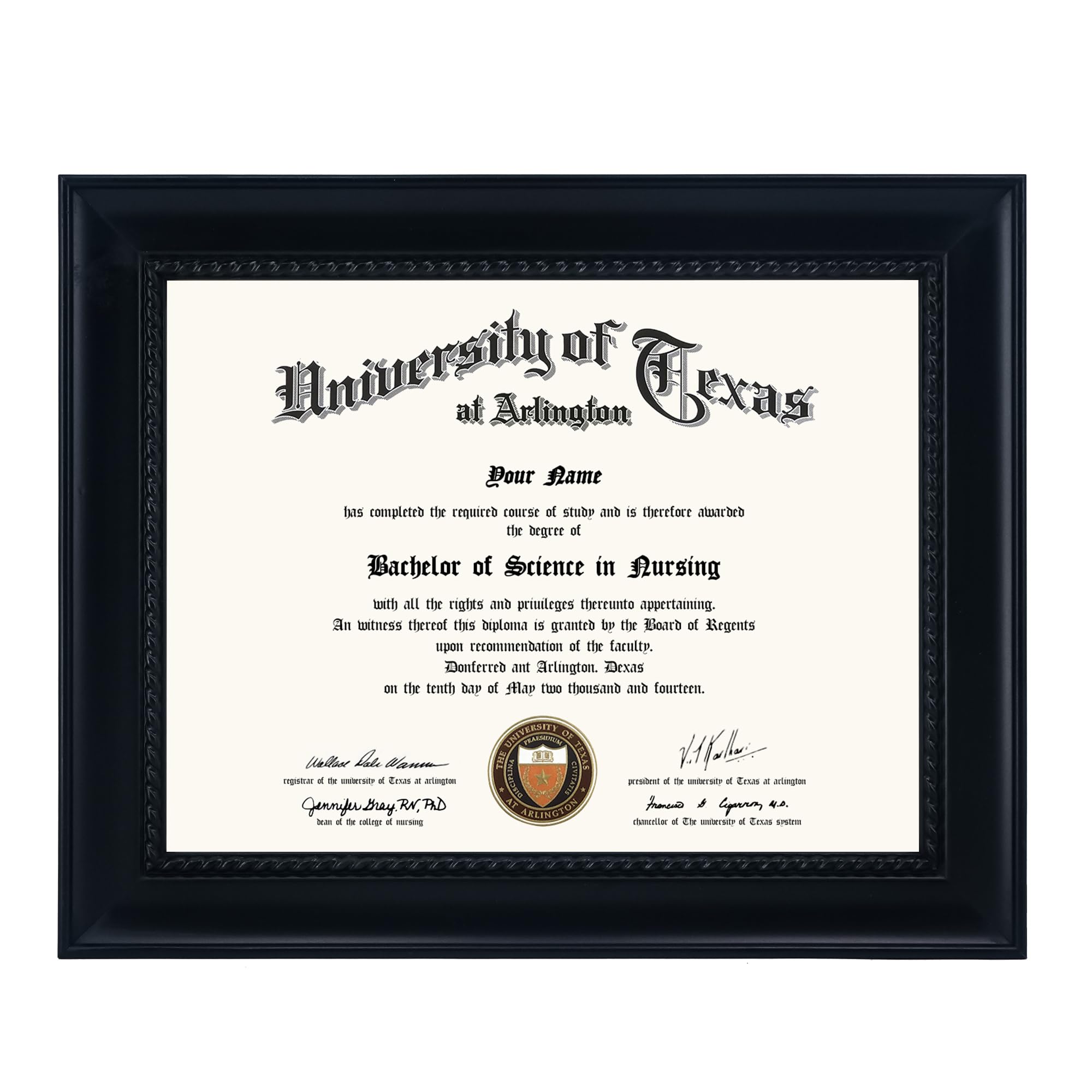 GMFrames Solid Wood Diploma Degree Frame for 8.5x11 Certificates,Black ...