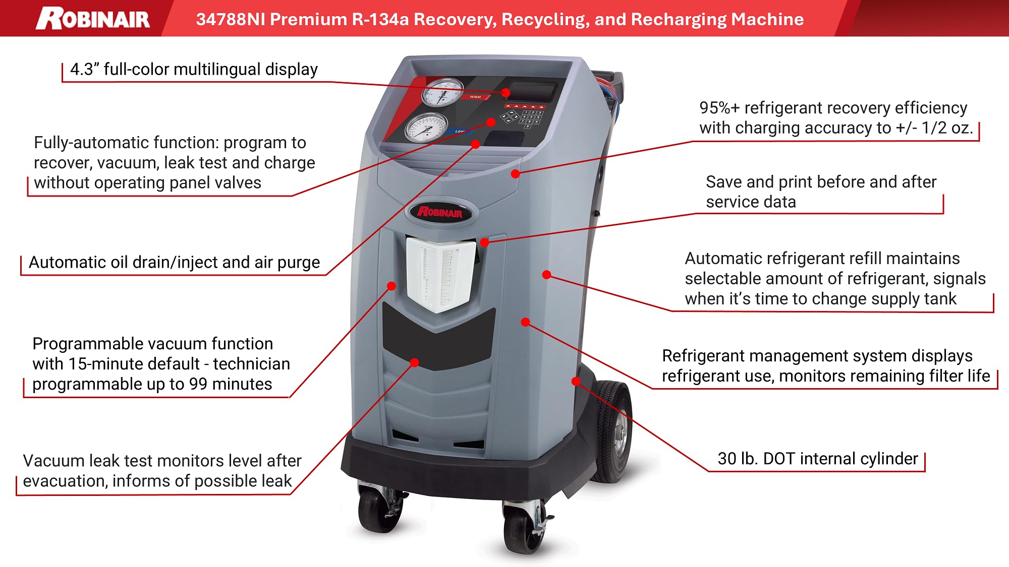 Mua Robinair 34788NI Premier R-134A Refrigerant Recovery, Recycling ...