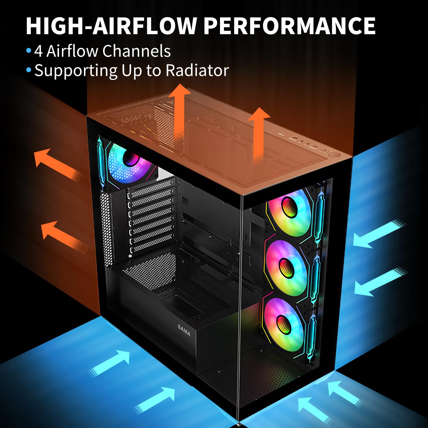 Mua SAMA PC CASE ATX 4 ARGB Fans Pre-Installed, Type-C Mid Tower ...