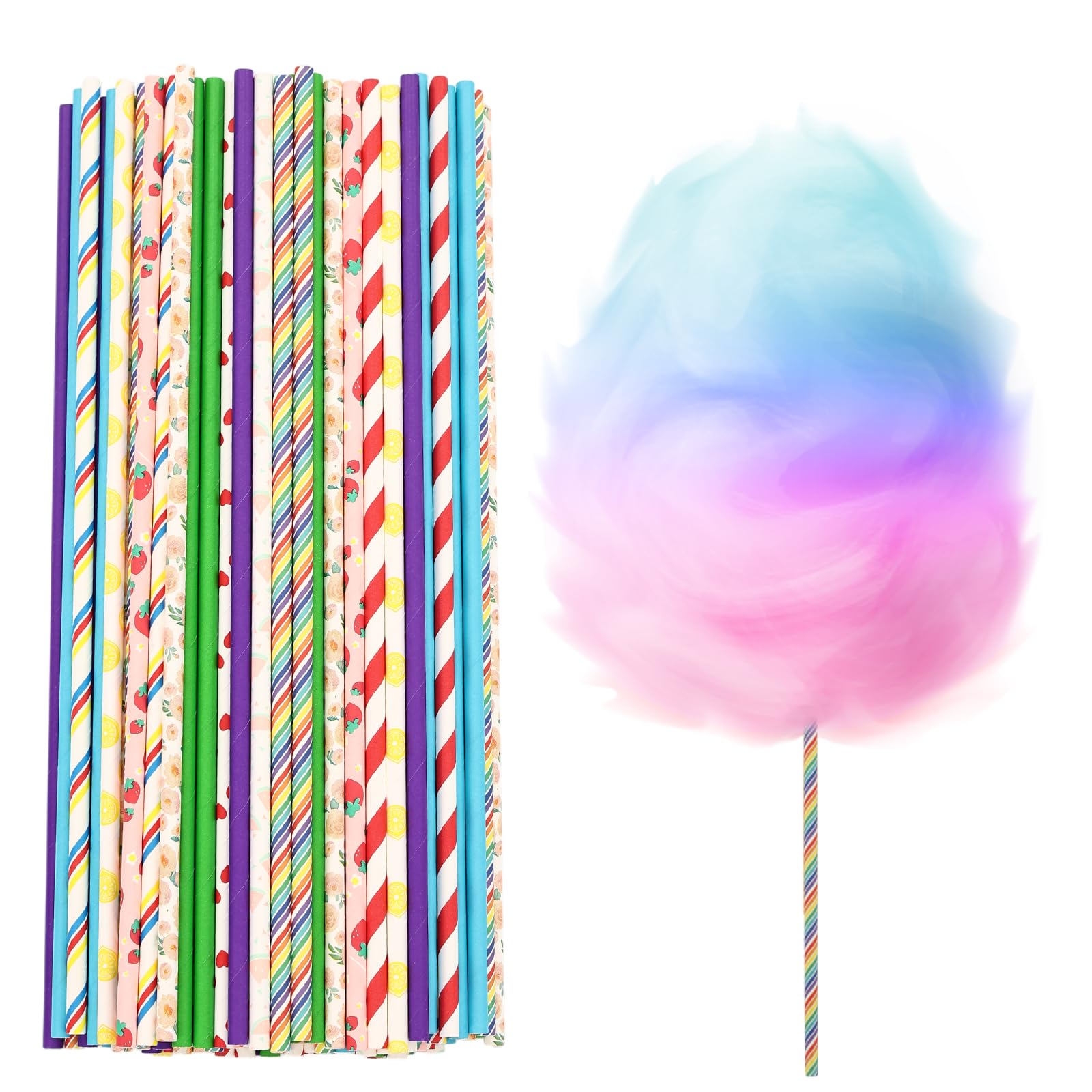 Cotton Candy Sticks Environmentally Friendly Materials 100 PCS 30cm×6mm ...