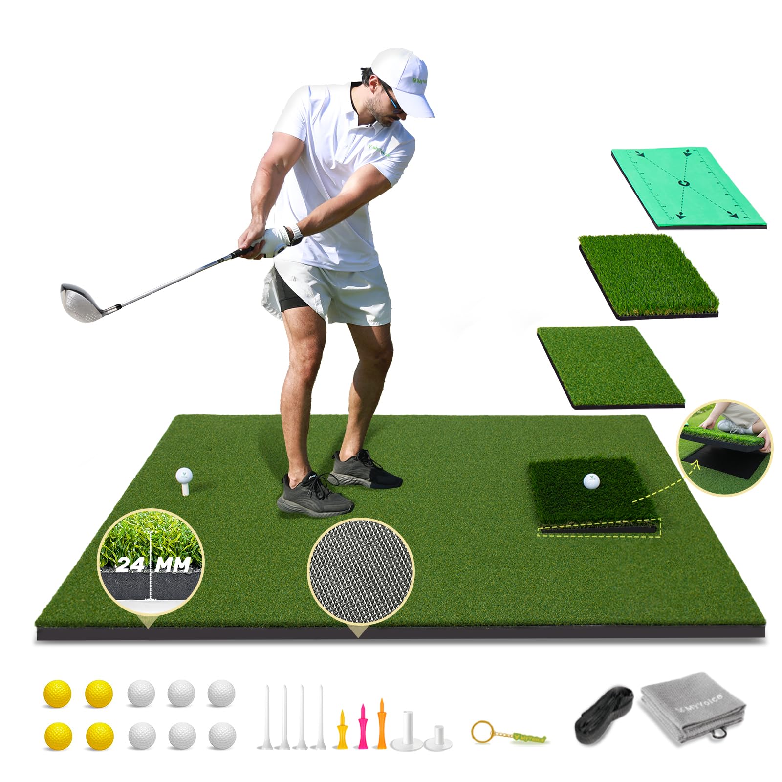 MyVoice Pro 4-in-1 Thickened Golf Mat Premium 5x4ft Golf Hitting Mat, 4 ...