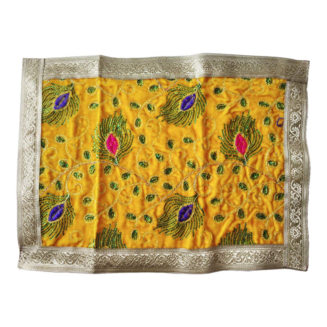 Buy Shoppersduniya Multipurpose Desinger Mor Pankh Yellow Velvet Cotton ...