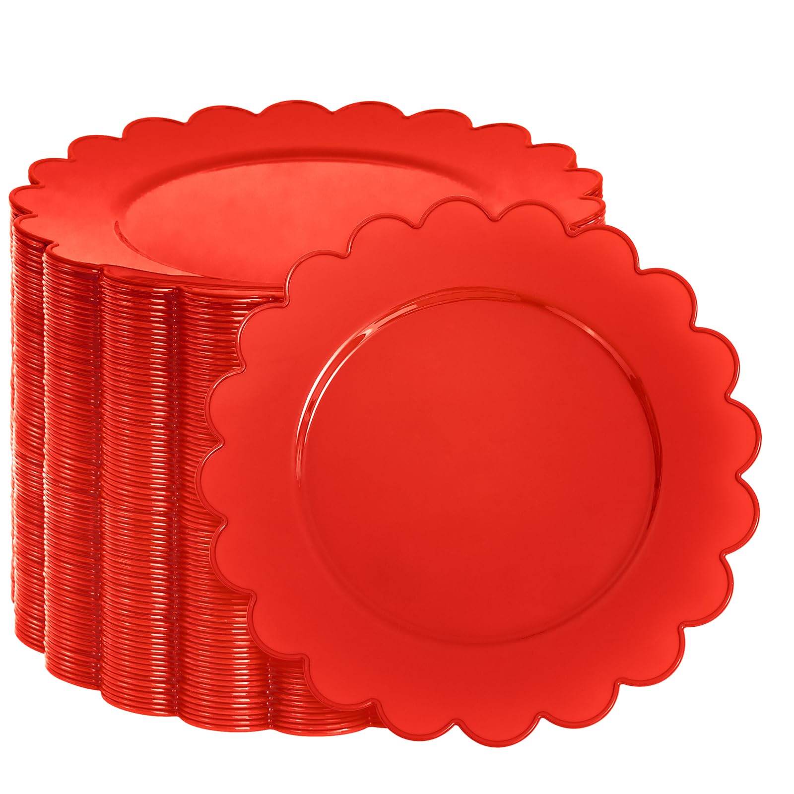 SUT 72Pcs Plastic Christmas Plates - Red Christmas Plates Disposable ...