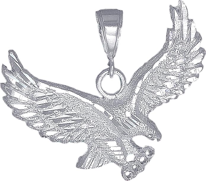eJewelryPlus Sterling Silver Flying Eagle Pendant Necklace Diamond Cut ...