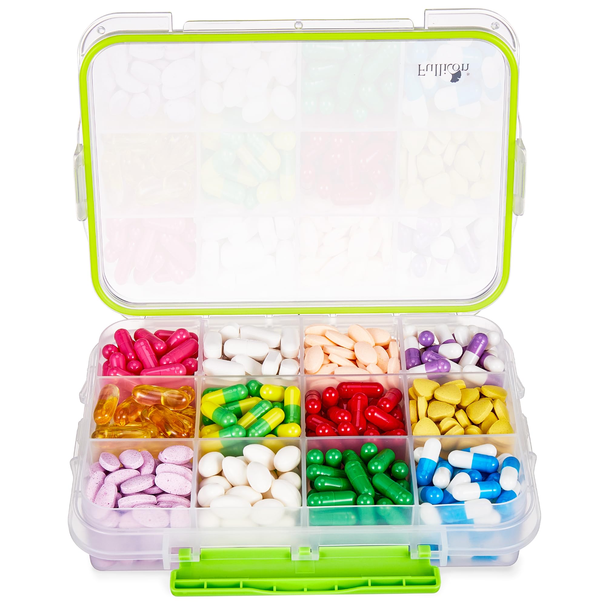 Fullicon Supplement Organizer with 12 Extra Large Compartment, Daily ...