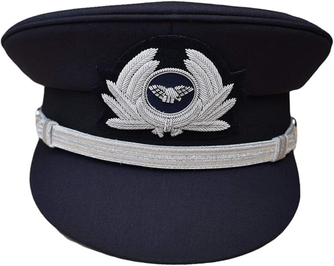 Pilot Cap with Generic Silver Cap Badge Navy Blue Airline Cap R2201 ...