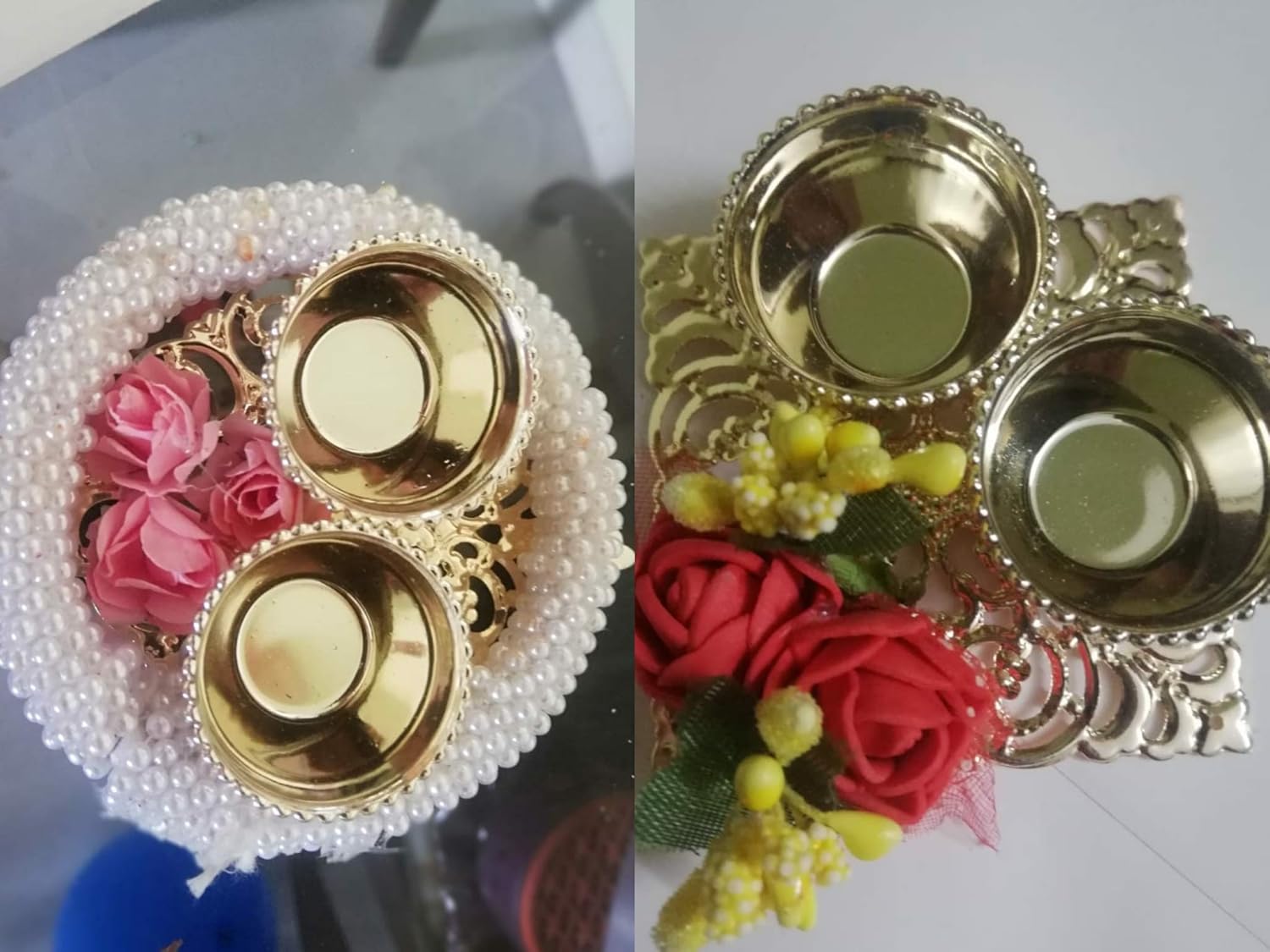 Buy Haldi Kumkum Stand for Puja dacor, roli chawal platters, Special ...