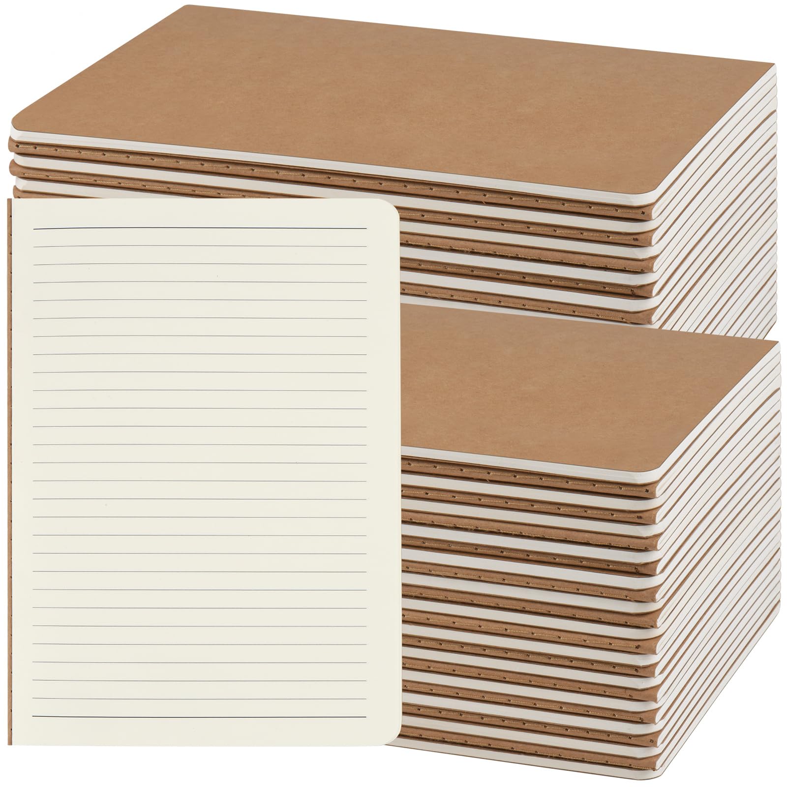 ZCZN 50 Pack A5 Kraft Notebooks Bulk, 8.15x5.5 Inches Lined Paper ...