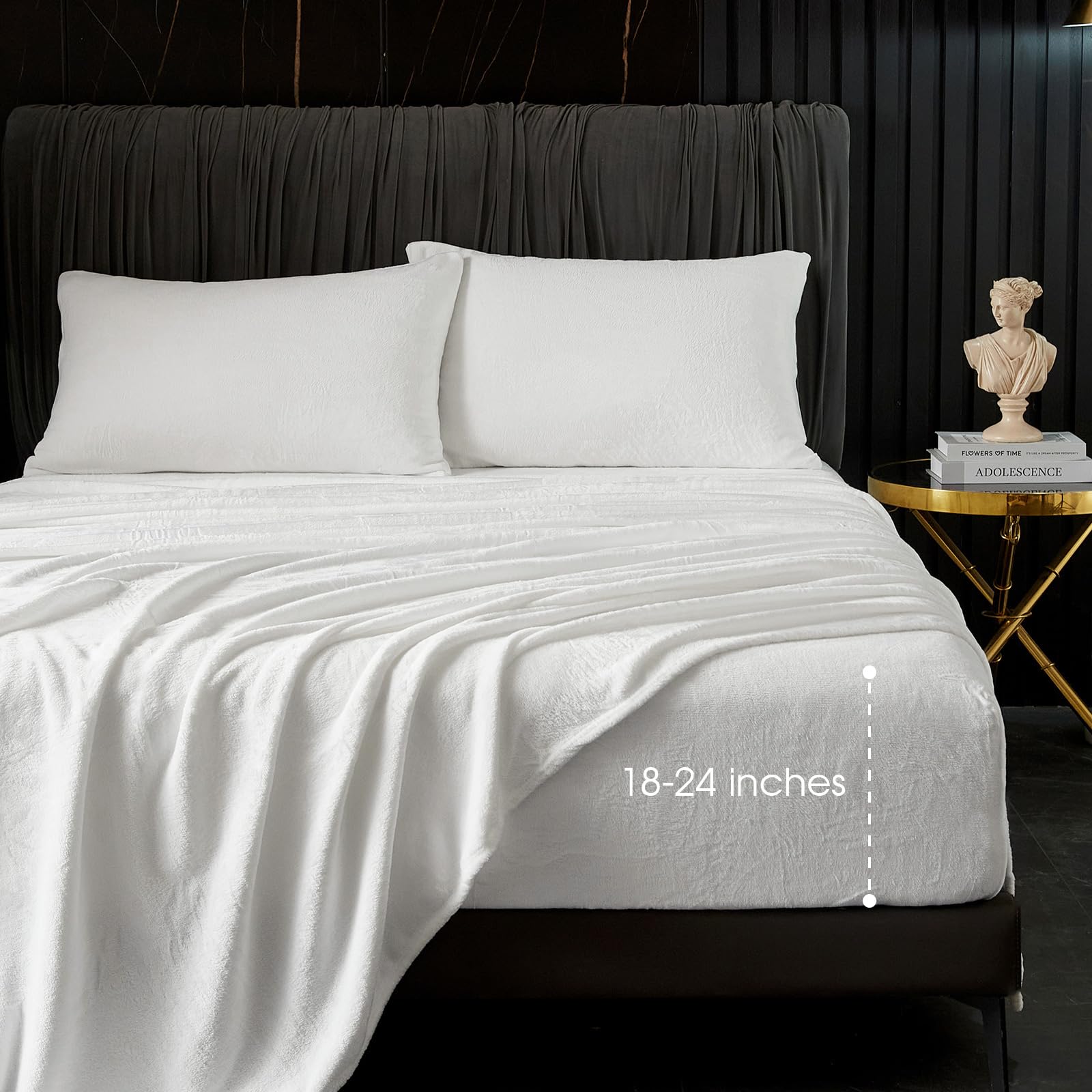 HYPREST 250 GSM Velvet Sheets Queen, Extra Deep Pocket Sheet Set fits ...