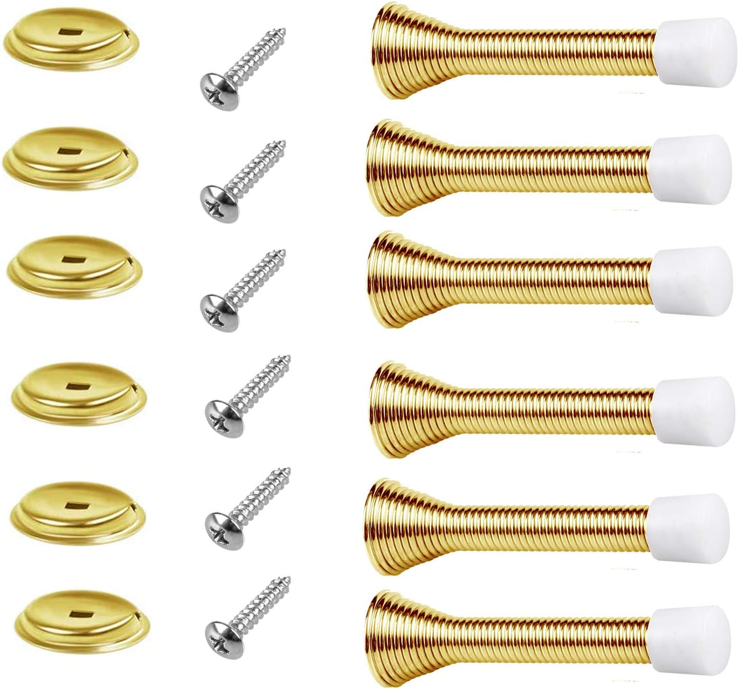rongrong Spring Door Stop, 6 Pack Metal Door Stoppers Wall Mounted ...