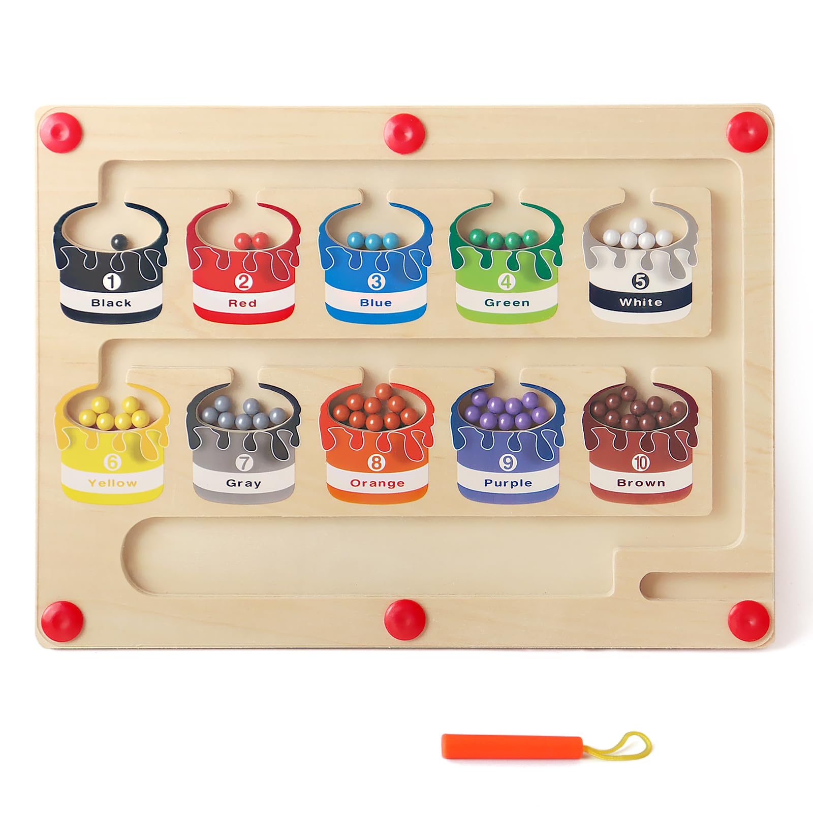 Magnetic Color and Number Maze, Wooden Magnet Puzzle Board Game for ...