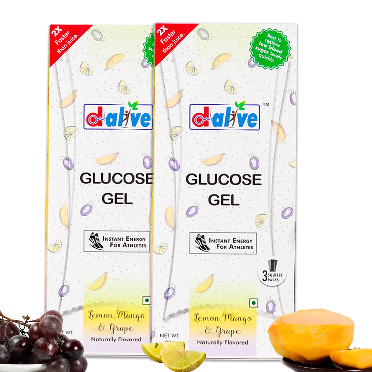 D-Alive Fast Acting Glucose Gel (Assorted, 15 g) - Pack of 2, Total 6 ...