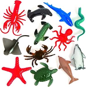 Amazon.com: Fun Express Plastic Animals Ocean Animals - 12 piece Sea ...