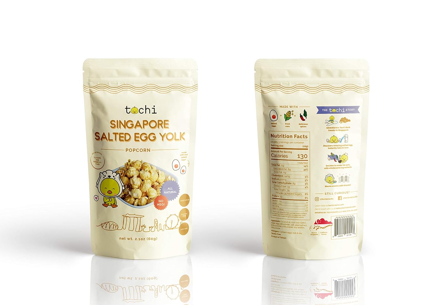 Amazon.com : Tochi Snacks Salted Egg Yolk Popcorn 2.1 Ounce (Pack of 1 ...