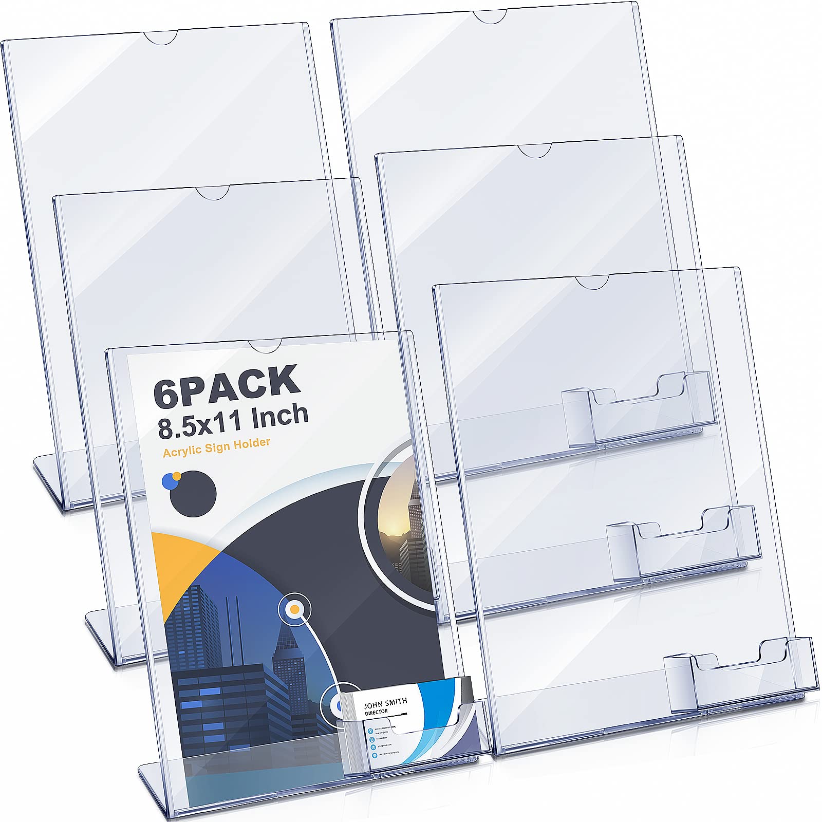 8.5 x 11 Acrylic Sign Holder with Business Card Holder Clear Brochure ...