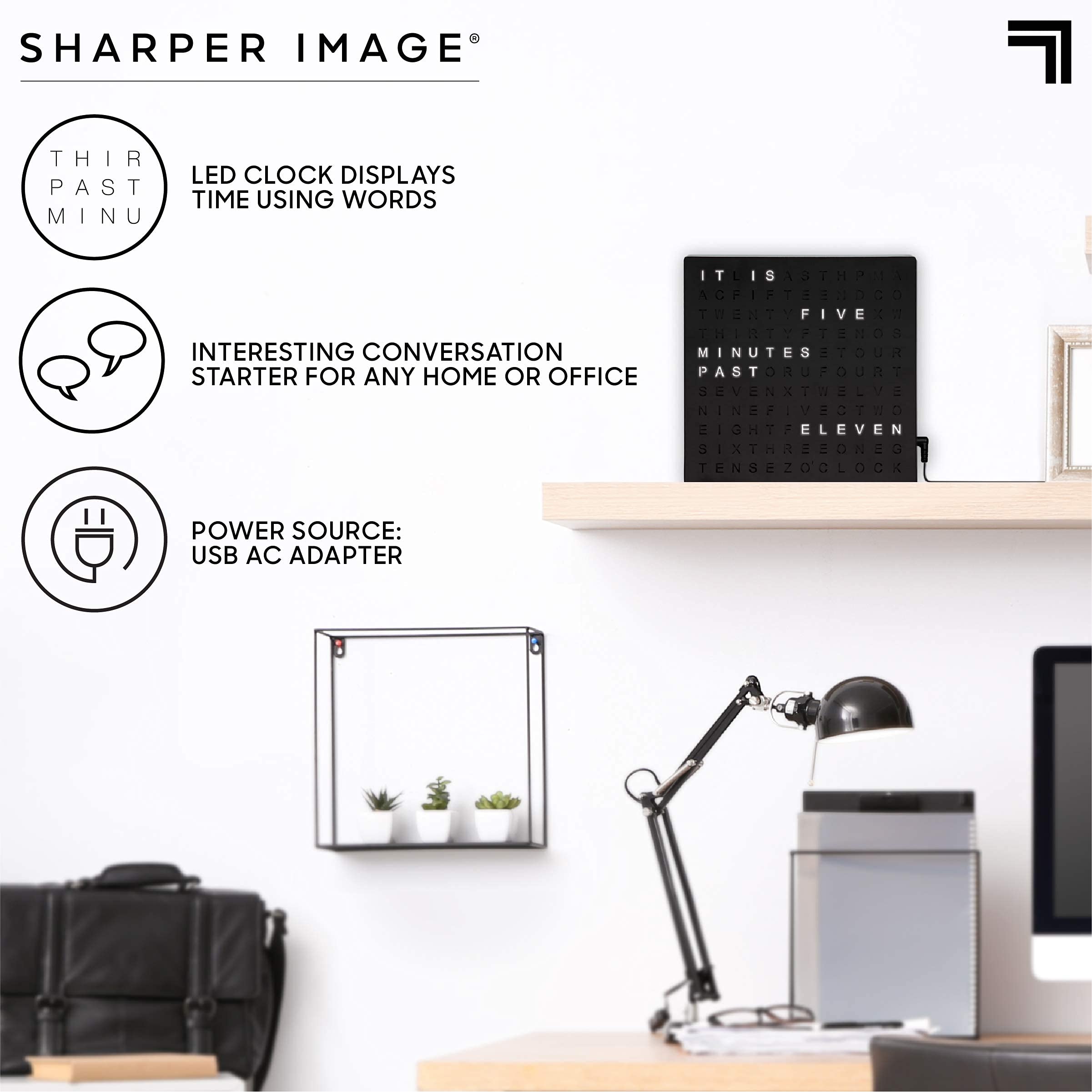 Mua Sharper Image® LED Light-Up Word Clock, 7.75" Modern Design ...