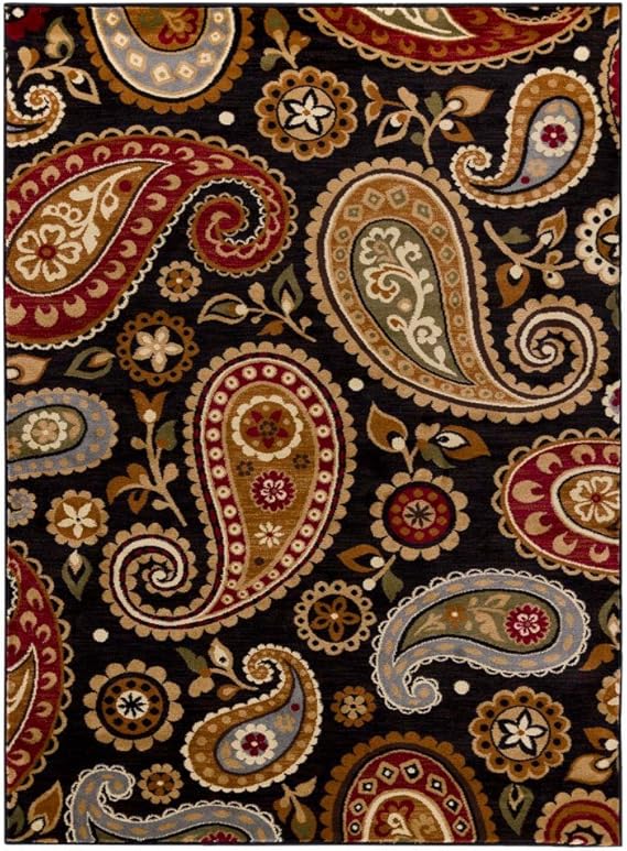 Amazon.com: Impressions Black Paisley Rug Rug Size: Runner 2'7'' x 7'3 ...
