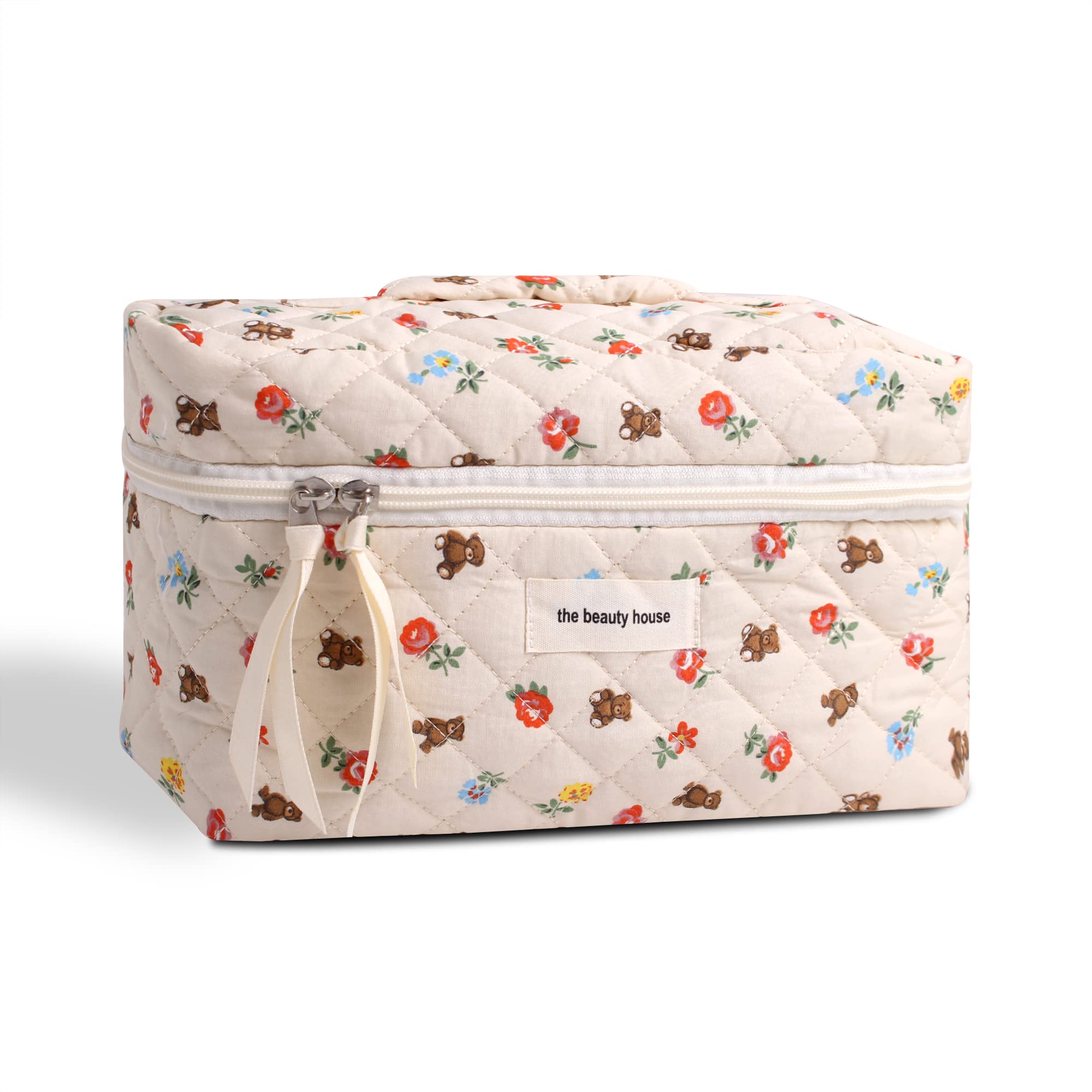 Dalulu Kawaii Floral Makeup Bag Coquette Aesthetic Cosmetic Bag Large ...