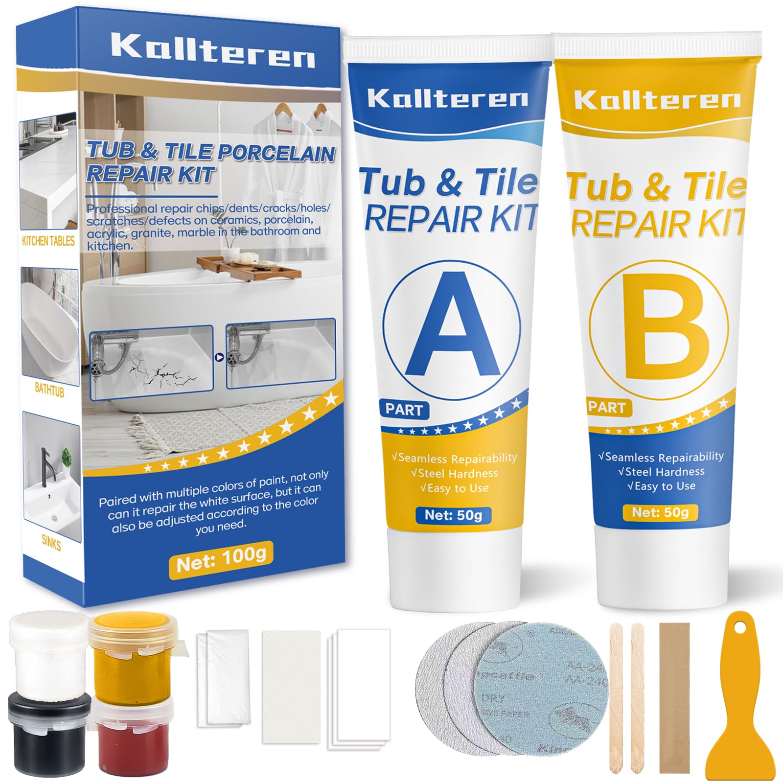 Porcelain Repair Kit, Fiberglass Tub Repair Kit, Tile and Bathtub ...