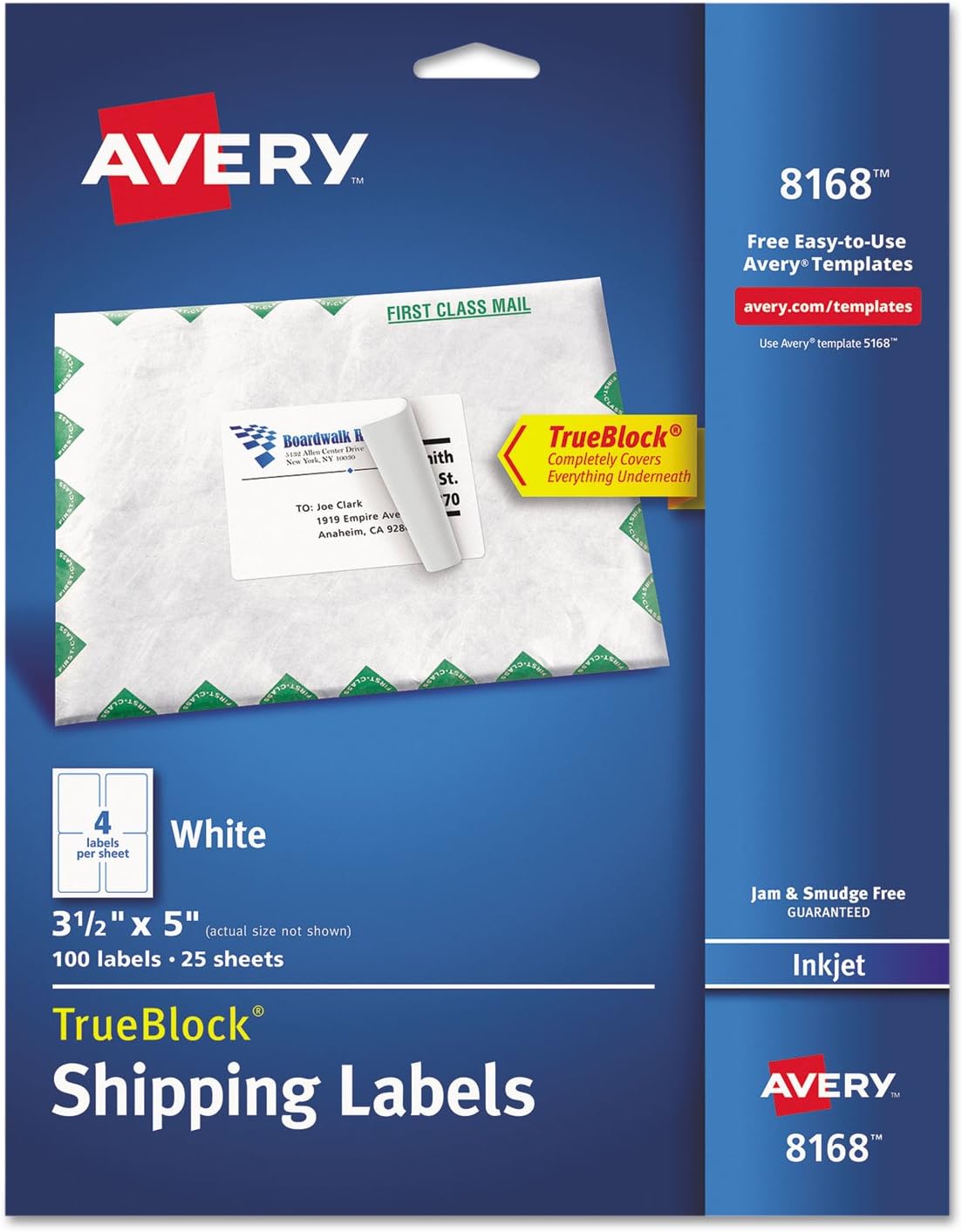 Amazon.com : Avery 8168 Inkjet Labels, Shipping, Permanent, 3-1/2-Inch ...