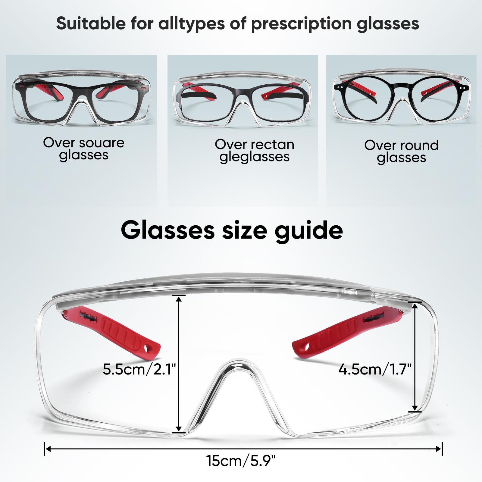 LPSAFP Safety Glasses Over Eyeglasses, Anti Fog&Scratch-Resistant ...