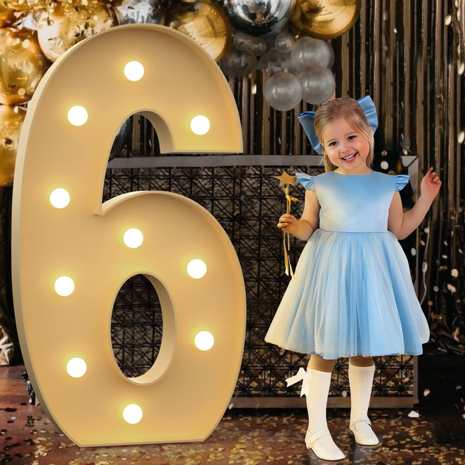 Tongjoy Light up Numbers 6, 4FT DIY Marquee Numbers for 16th 60th ...