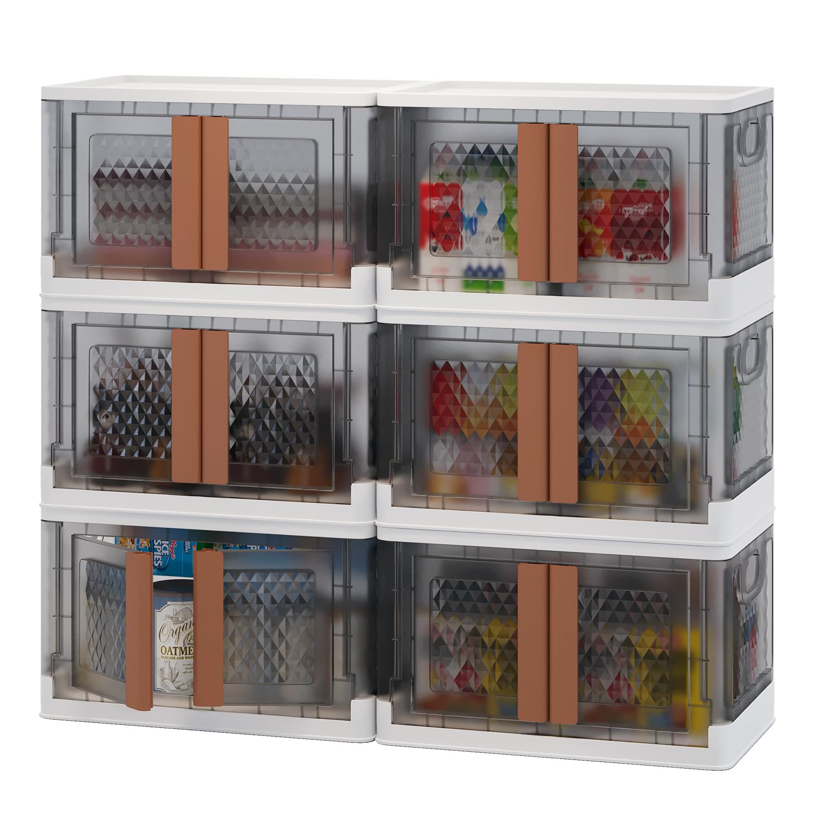 Meberam 6 Pack Stackable Storage Bins with Lids, 8.5 Gallon Collapsible ...