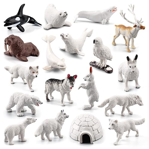 SCAHOW 18pcs Arctic Animal Figures, Realistic Arctic Animals Toy ...