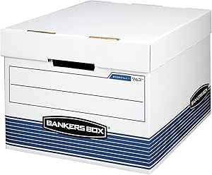 Bankers Box STOR/FILE Medium-Duty Storage Boxes, FastFold, Lift-Off Lid ...