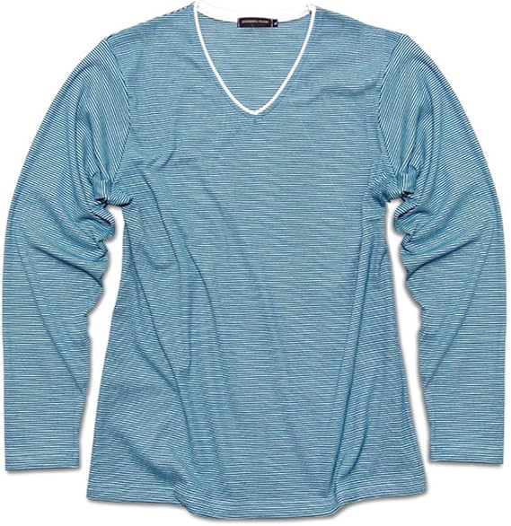 Amazon | [EVERSOUL] ロンT 長袖 Tシャツ Vネック メクラジマ ボーダー 日本製 MADE IN JAPAN メンズ | Tシャツ・カットソー 通販