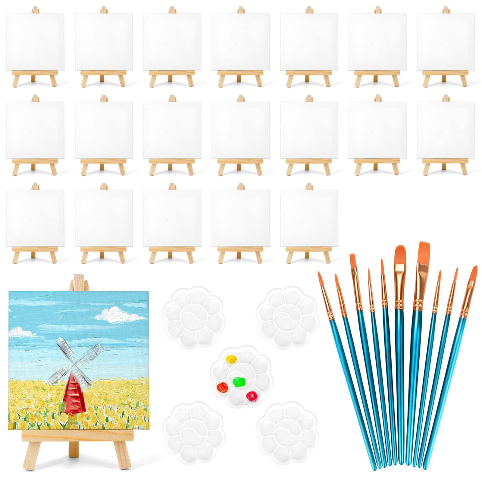 Mua 20 Pack 4x4 in Mini Canvases, Small Painting Canvas Panel with Mini ...